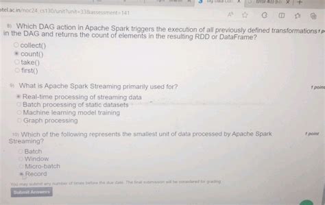 Which DAG Action In Apache Spark Triggers StudyX