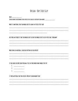 Textiles Exit Slip By IB MYP PE TPT