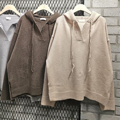 아이엠미키 코지후드 니트티셔츠후드니트티셔츠무지박스핏루즈핏니트후드티모자티겨울후드티목트임브이넥니트후드티셔츠