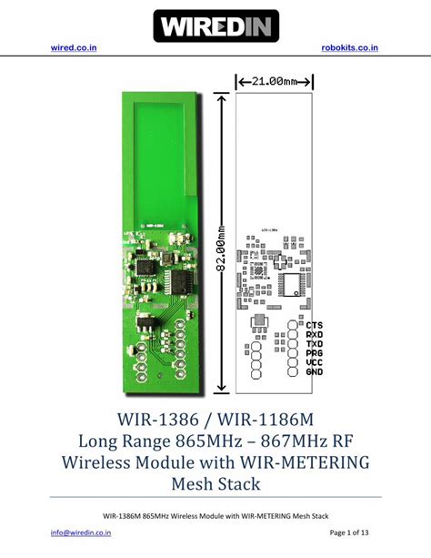 Pdf Wir 1386 Wir 1186m Long Range 865mhz Robokitsdownload