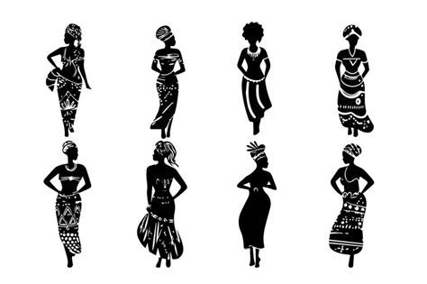 African Woman Silhouette Set Premium Ai Generated Vector