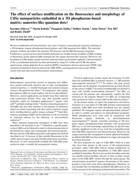 Pdf The Effect Of Surface Modification On The Fluorescence And