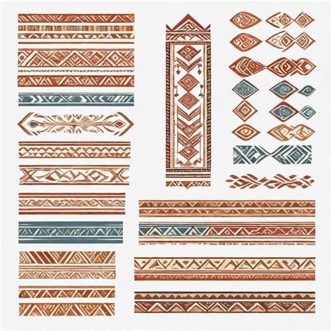 Person Incorporating Tribal Patterns Into Borders Detailed Vector Set