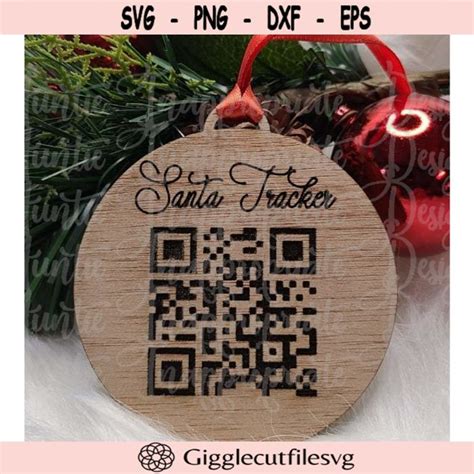 Santa Tracker QR Code Ornament Laser Ready SVG File