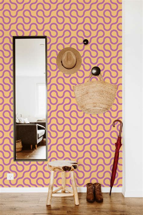 Bright Orange Geometry Wallpaper Peel And Stick Or Non Pasted