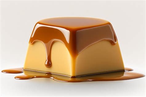 Premium Photo A Flan With Caramel Sauce On It Isolated On White