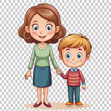 Premium Psd Cute Cartoon Mother And Son