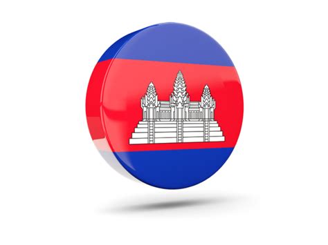 Glossy Round Icon 3d Illustration Of Flag Of Cambodia