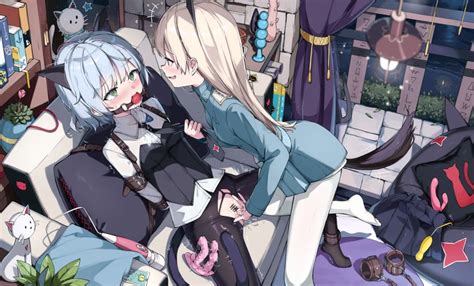 Rule 34 2girls Ball Gag Bar Censor Black Corset Black Necktie Black