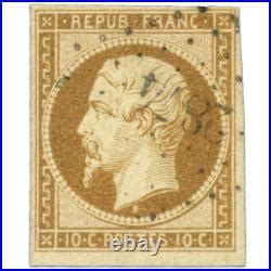France N 9 Type Napoleon 10 C Bistre Jaune Beau Timbre Oblitere Et