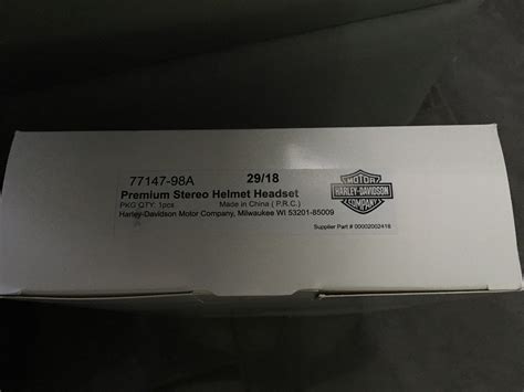 Brand New Harley Davidson Premium Stereo Helmet Headset 77147 98a