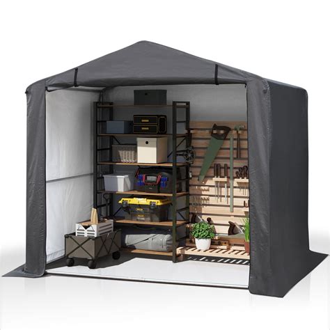 Gartooo 6x4 Ft Outdoor Storage Shelter Shed Waterproof Heavy Duty Portable Shed With Roll Up