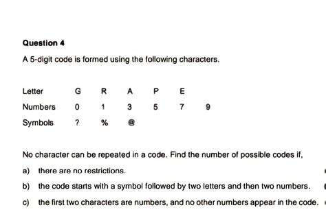 solved a 5 digit code is formed using the following