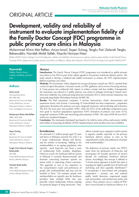 Pdf Development Validity And Reliability Of Instrument To Evaluate Implementation Fidelity Of
