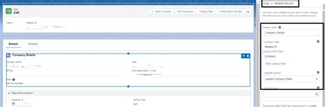 Field Update Viewing And Updating Related Record When Creating A Task Salesforce Stack Exchange