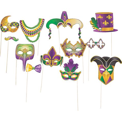 Mardi Gras Parade Photo Booth Props Pack Of 12 Discount Party Supplies