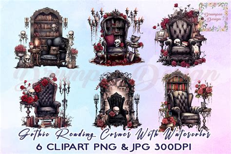 Gothic Reading Corner Watercolor Clipart Graphic By Drumpee Design