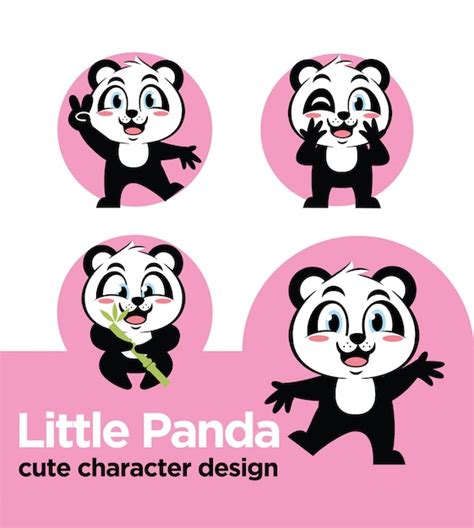 Premium Vector Litte Panda With Cute Character