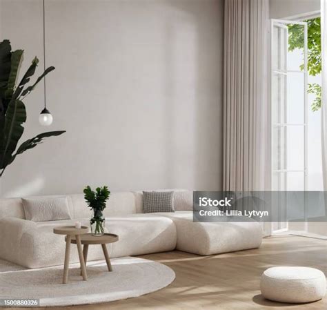 하얀 소파와 커피 테이블이 있는 집 거실 인테리어 하얀 벽에 햇빛 3d 렌더링 거실에 대한 스톡 사진 및 기타 이미지 거실 소파 모던 양식 Istock