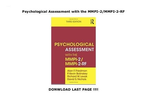 Psychological Assessment With The Mmpi 2 Mmpi 2 Rf