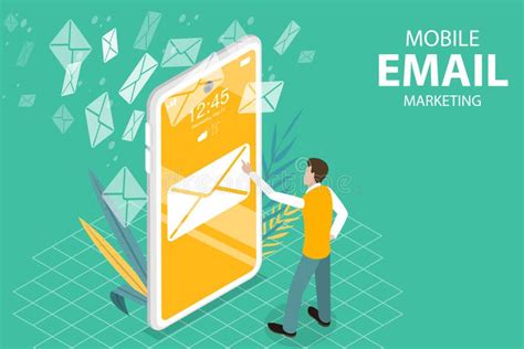 Mobile Email Notification Isometric Design 3d Style Concept Web Page