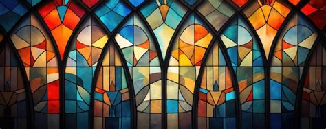 Premium Ai Image Stained Glass Window Backdrop With Dynamic Shapes