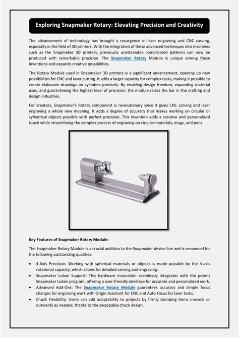 Ppt Exploring Snapmaker Rotary Elevating Precision And Creativity Powerpoint Presentation