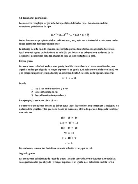 16 Ecuaciones Polinómicas Pdf Ecuaciones Álgebra
