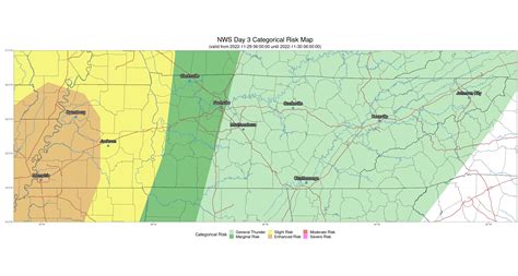 Nws Day 3 Categorical Risk Map For Tennessee Tuesday Nov 30 R Nashville
