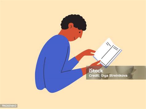 문맹 퇴치의 날 과외 문학 책 애호가 벡터 일러스트 레이 션 와 젊은 남자 독서 와 손에 들고 국제 문해의 날에 대한 스톡 벡터