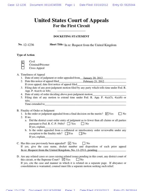 Bc Docketing Statement Pdf Judgment Law Appeal