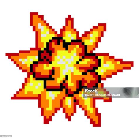 Explosion With Pixel Art Stock Illustration Download Image Now
