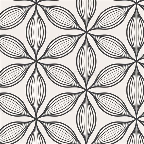 Linear Vector Pattern Repeating Abstract Leaves Gray Line Of Leaf Or Flower Floral Graphic