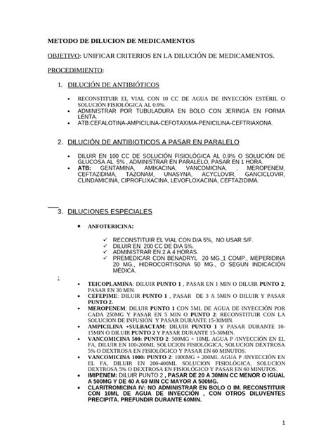 Metodo De Dilucion De Medicamentos Pdf