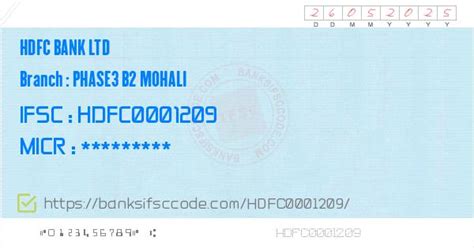 Hdfc Bank Ltd Phase3 B2 Mohali Branch IFSC Code Rupnagar Contact Phone Number Address