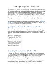 SSC 101 Week 3 Final Paper Prep Assignment 2 4 Docx Final Paper