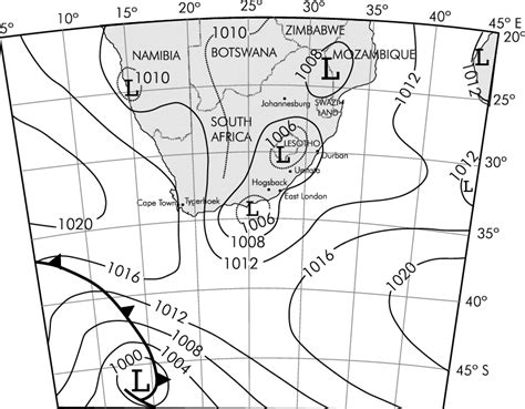 A Synoptic Pressure Chart At Mean Sea Level Based On South African