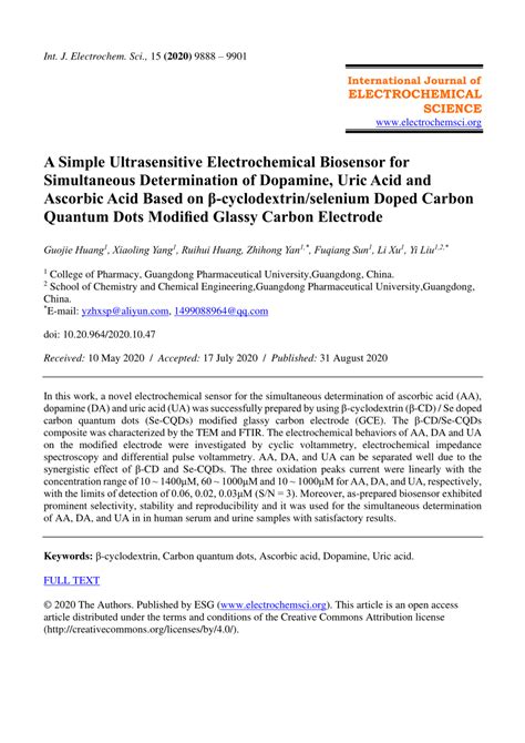 Pdf A Simple Ultrasensitive Electrochemical Biosensor For Simultaneous Determination Of