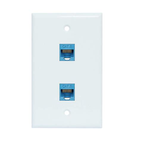 Port Ethernet Wall Plate Cat RJ Network Wallplate Female To Female Faceplate White Blue