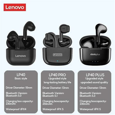 Promo Lenovo Thinkplus Lp40 Plus Tws True Wireless Bluetooth Earbuds