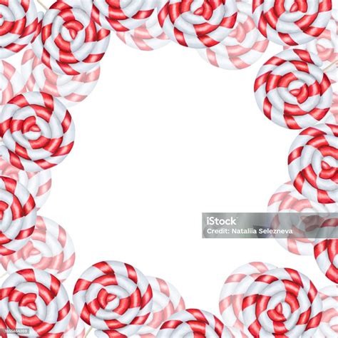 크리스마스 사탕 지팡이 그림이 있는 수채화 프레임 새해 손으로 그림을 그리는 롤리팝은 하얀 배경에 분리되어 있다 디자이너 음식