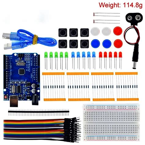 Starter Kit For Uno R3 Mini Breadboard Led Jumper Wire Button For