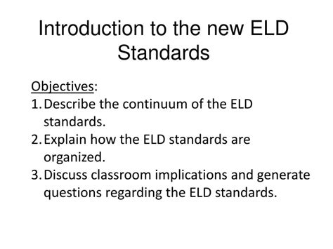 Ppt Introduction To The New Eld Standards Powerpoint Presentation