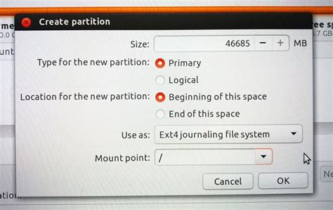 create separate partition on ubuntu for mac safasmini