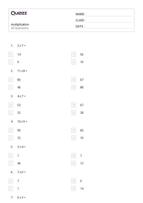 50 Multiplication Worksheets For 1st Class On Quizizz Free And Printable