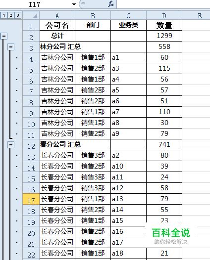 Excel分类汇总怎么用？ 【百科全说】