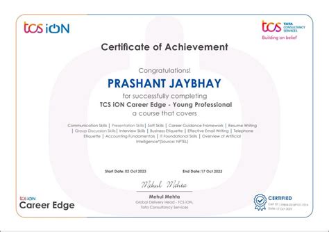 Tcs Ion Career Edge Course For Young Professionals Prashant Jaybhay