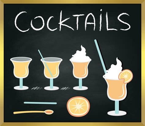 Chalk Sketch Of Cocktails On Black Background 36171557 Vector Art At