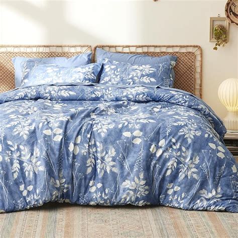 Bedsure King Size Comforter Set 7 Pieces Floral Blue Soft