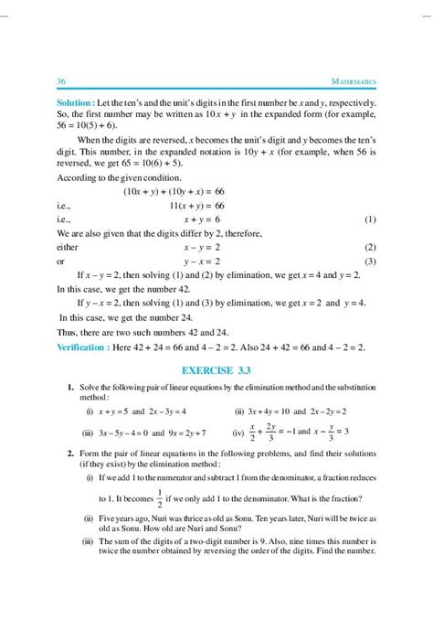 NCERT Book Class Maths Chapter Pair Of Linear Equations In Two Variables PDF AglaSem